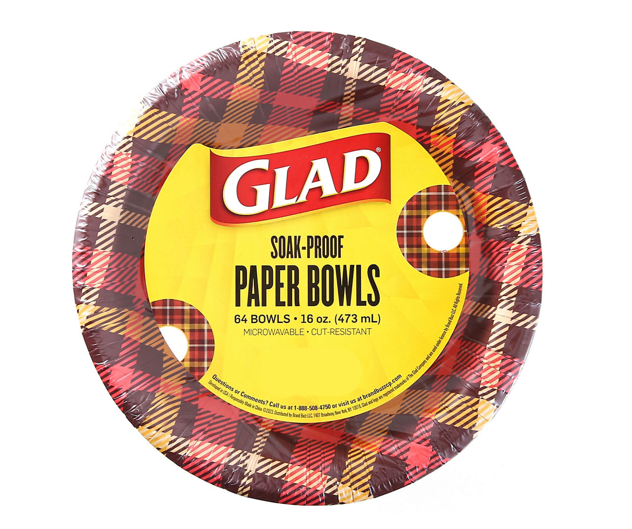 Glad Warm Plaid 16-Oz. Paper Bowls, 64-Count | Big Lots