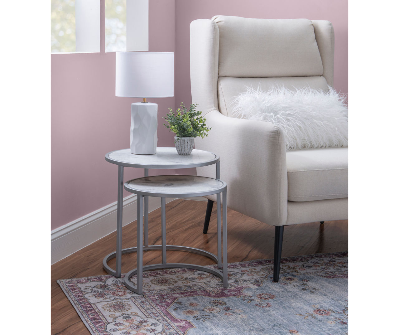Fergus White 2-Piece Nesting Table Set | Big Lots