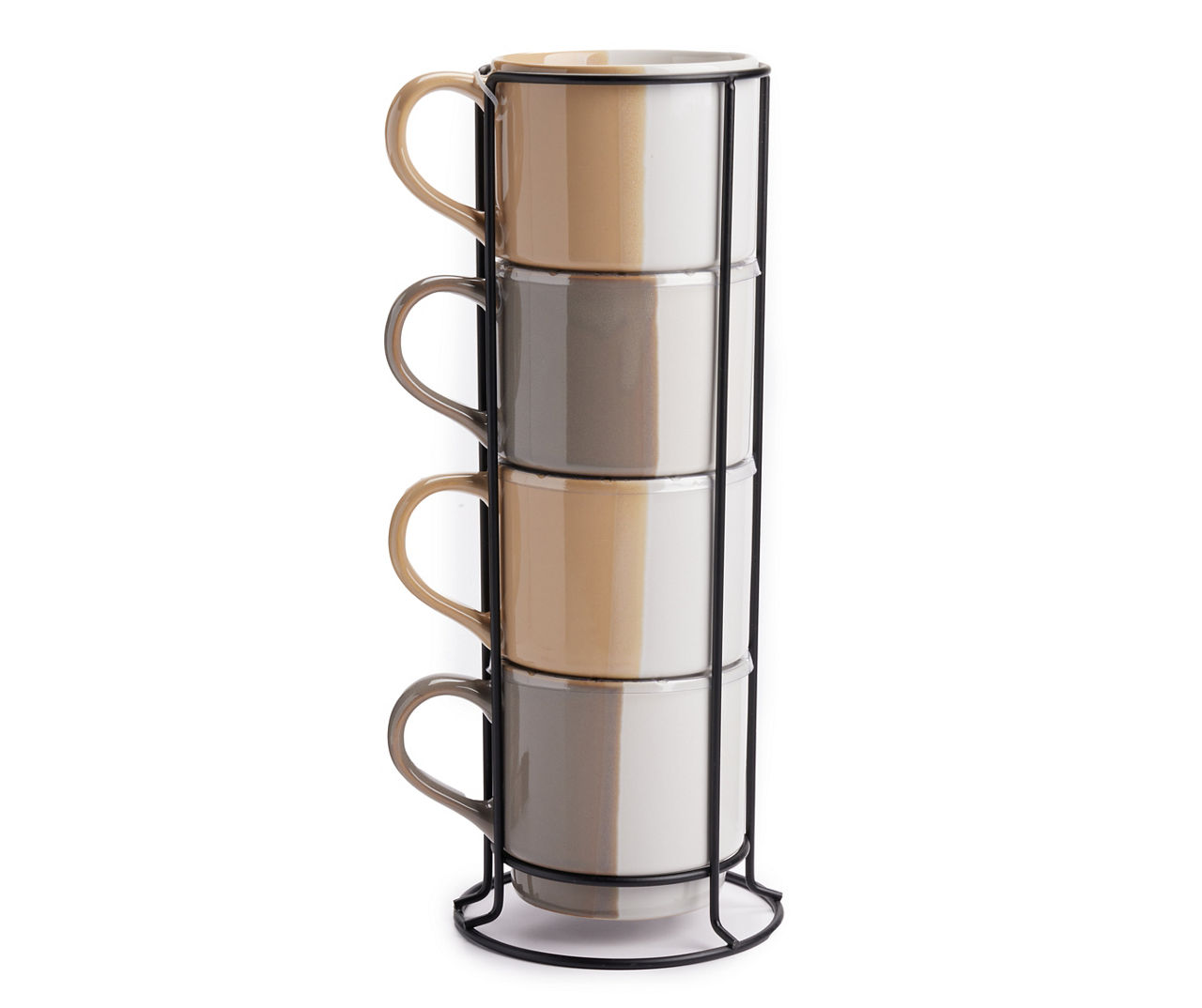 Brown & Tan 2-Tone 5-Pc. Stacking Mug & Rack Set | Big Lots
