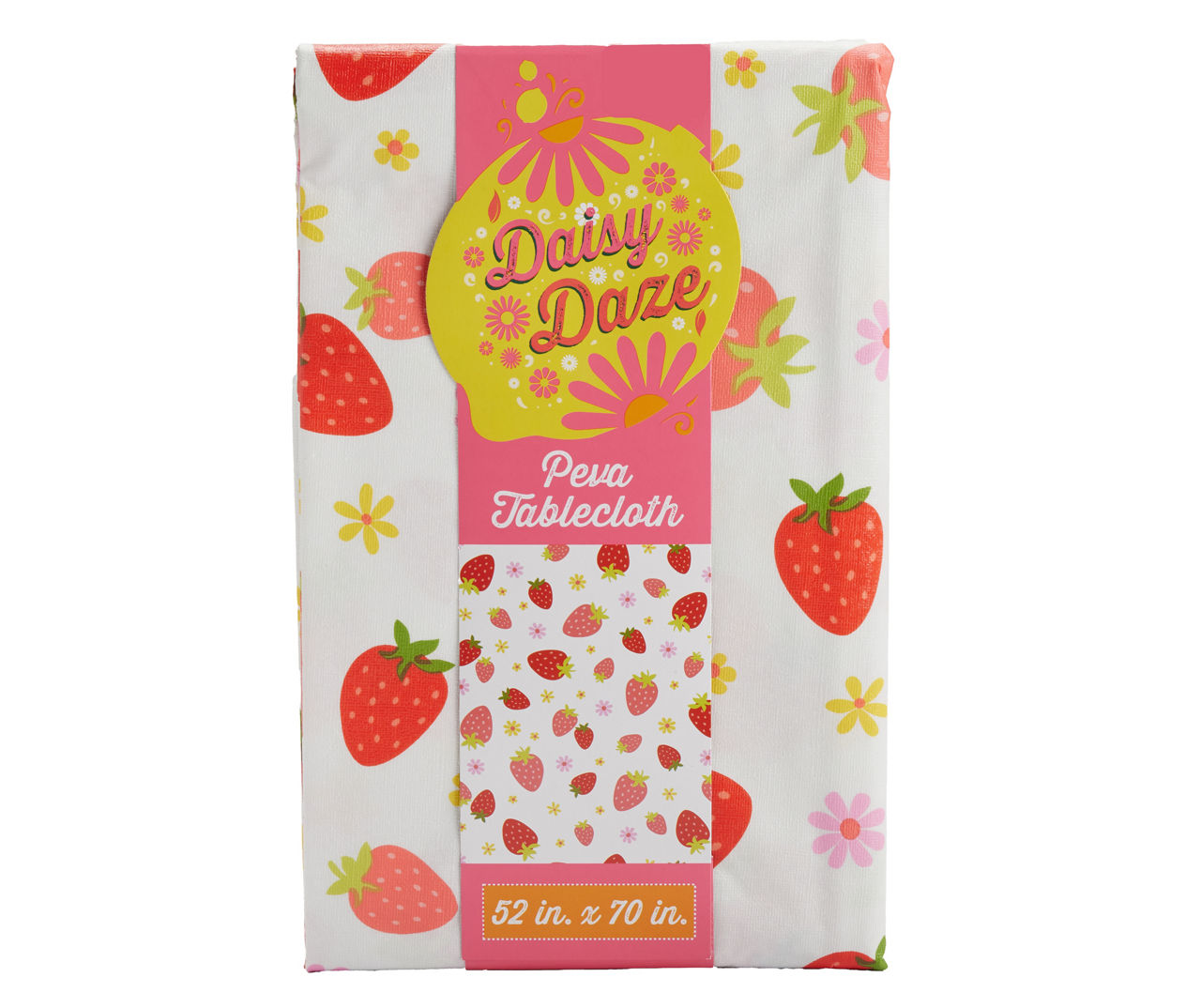 Daisy Daze White & Pink Strawberry Daisy Plastic Tablecloth, (52" x 70 ...