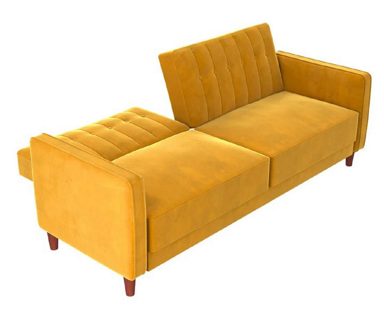Yellow Velvet Button Tufted Futon