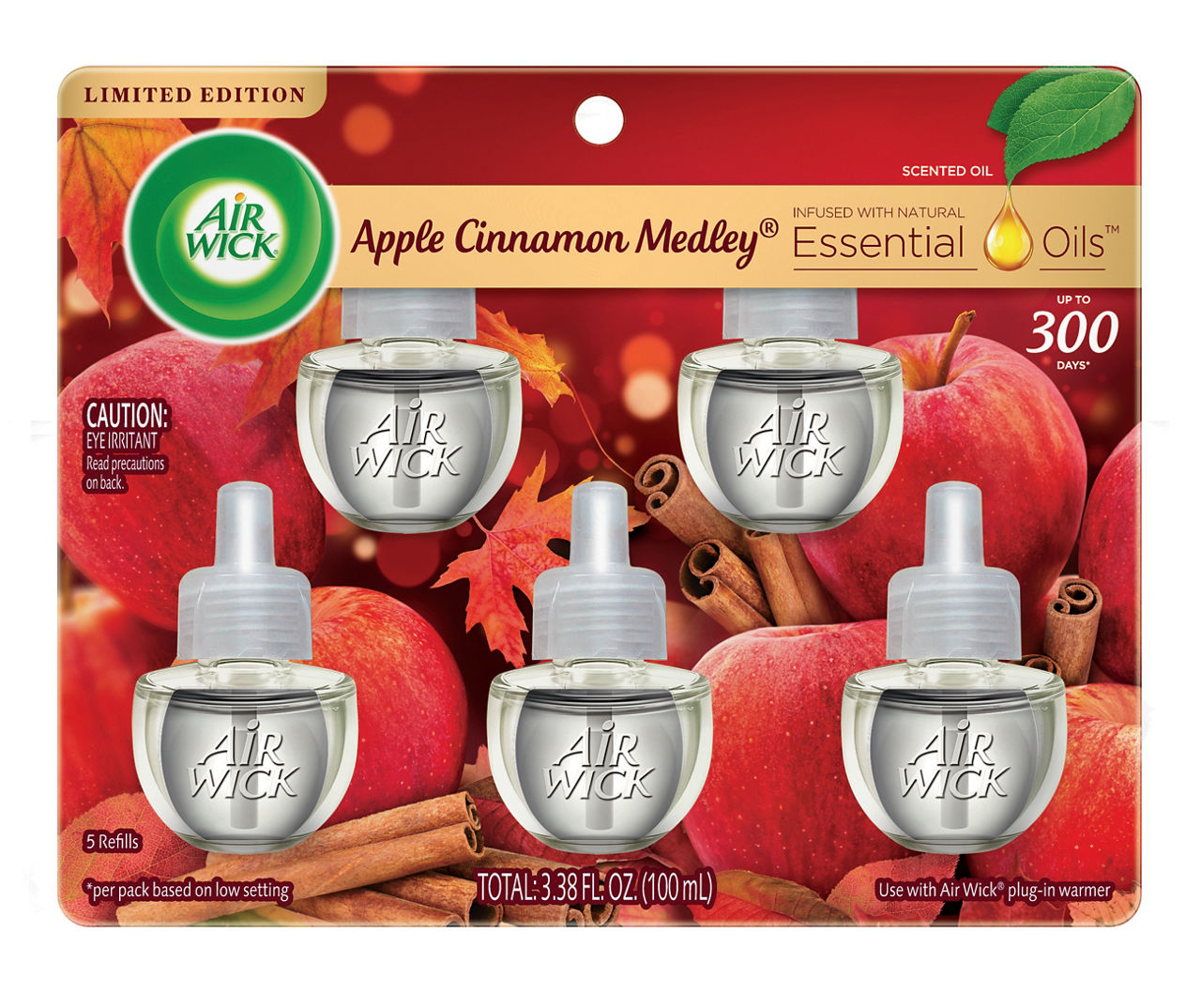Air Wick Limited Edition Apple Cinnamon Medley Scented Oil Refills, 5 ...