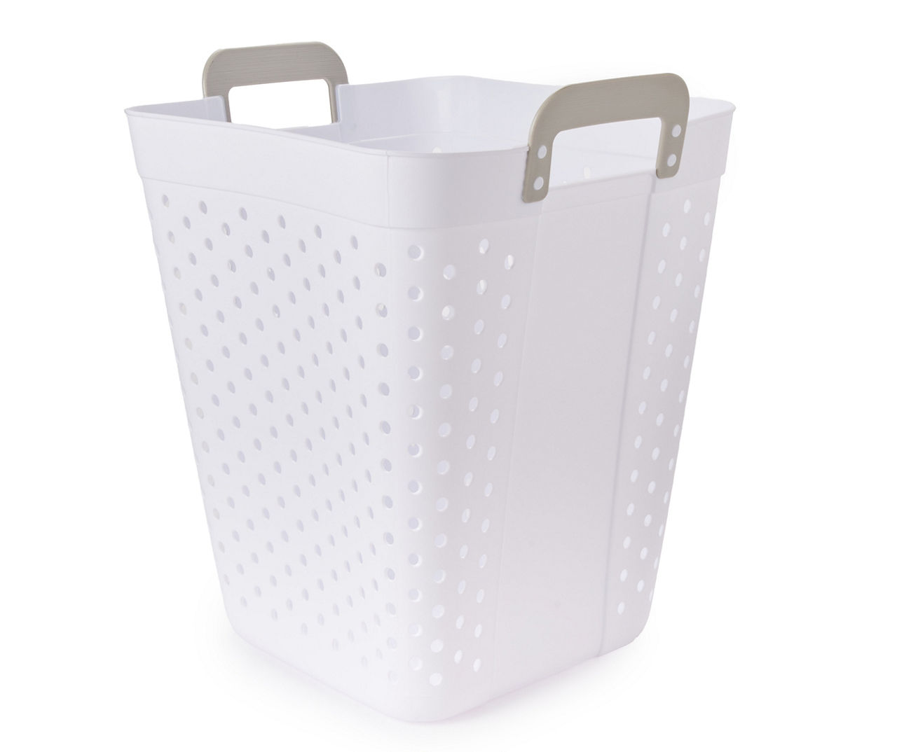 Starplast White Flex Dot Plastic Laundry Basket with Handles, (16.5 ...