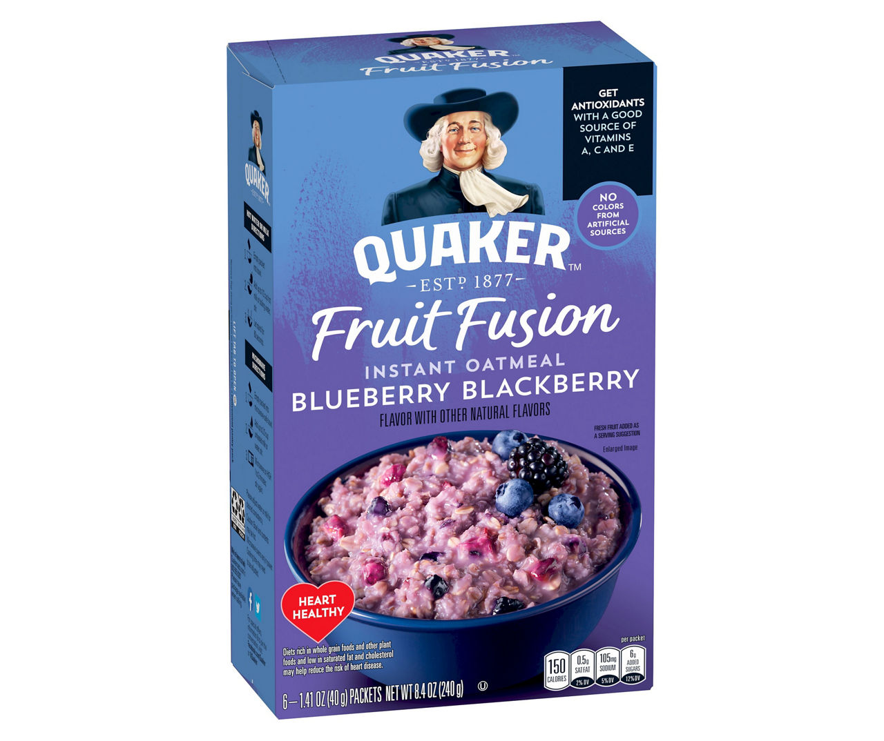 Quaker Fruit Fusion Blueberry Blackberry Instant Oatmeal, 6-Pack | Big Lots