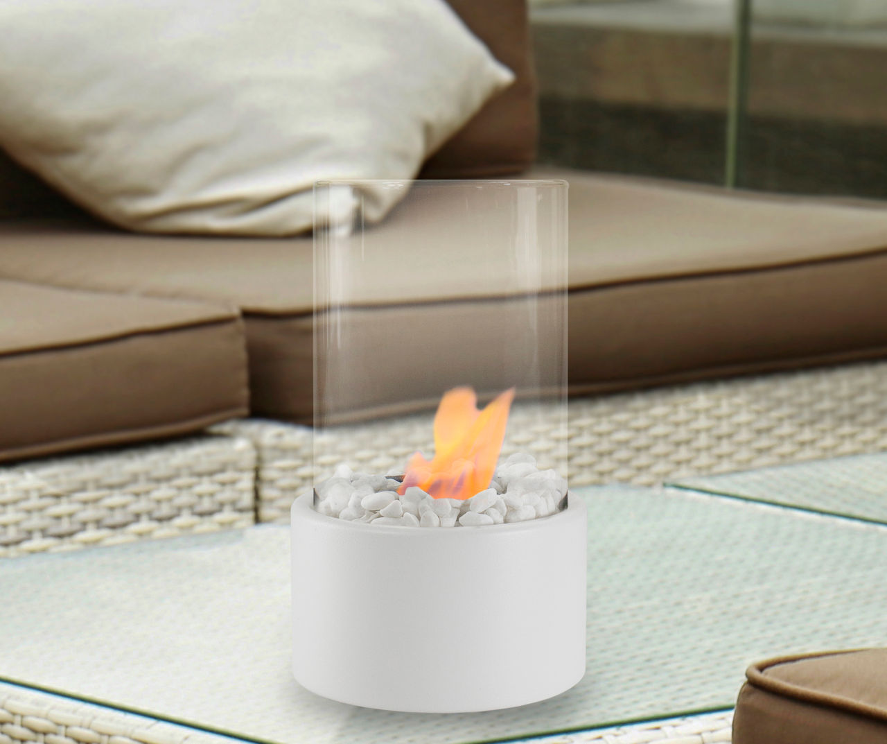 Northlight White Round Portable Tabletop Fireplace | Big Lots