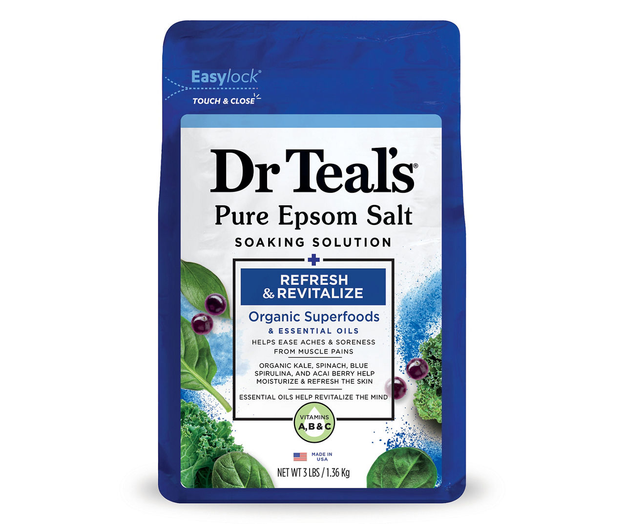 Dr Teal's Pure Epsom Salt Soaking Solution With Organic Superfoods, 3 ...