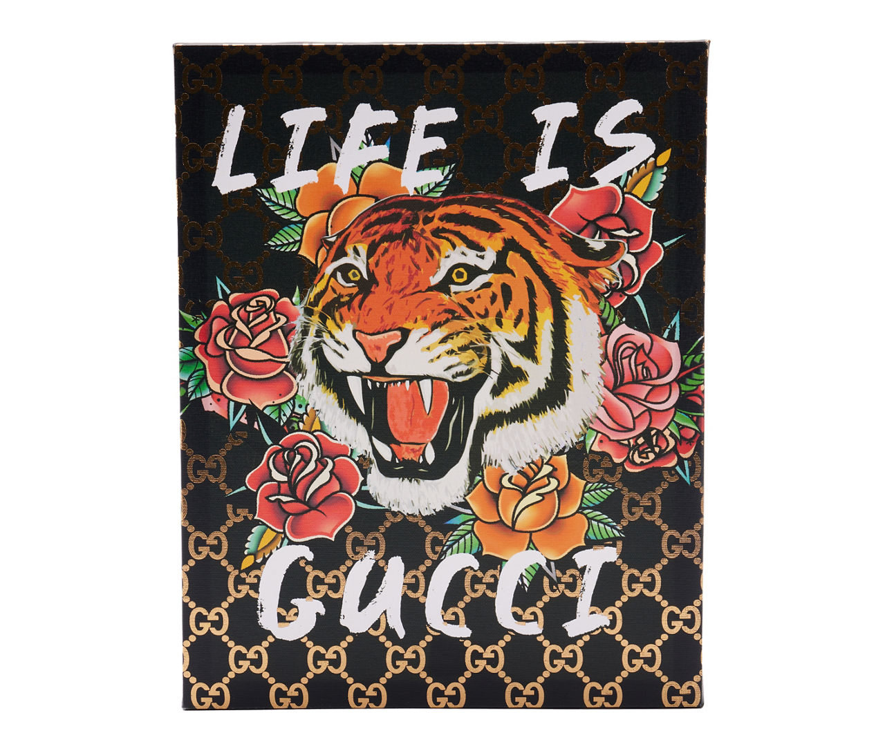 "Life Is Gucci" Tiger & Floral Art Canvas, (11" x 14") | Big Lots