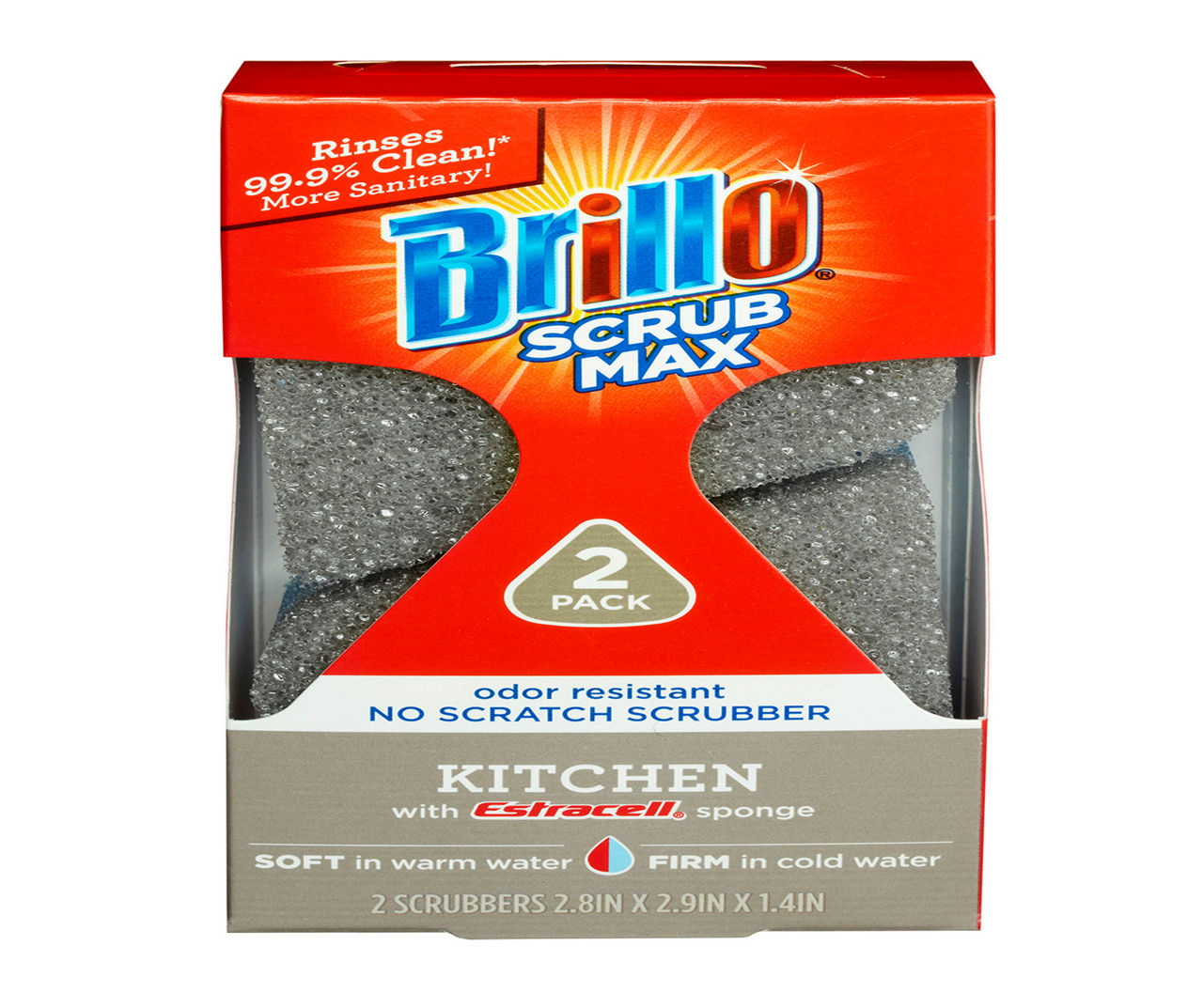 Brillo Scrub Max Kitchen Heat Activated Scrubber Sponges, 2-Count | Big ...