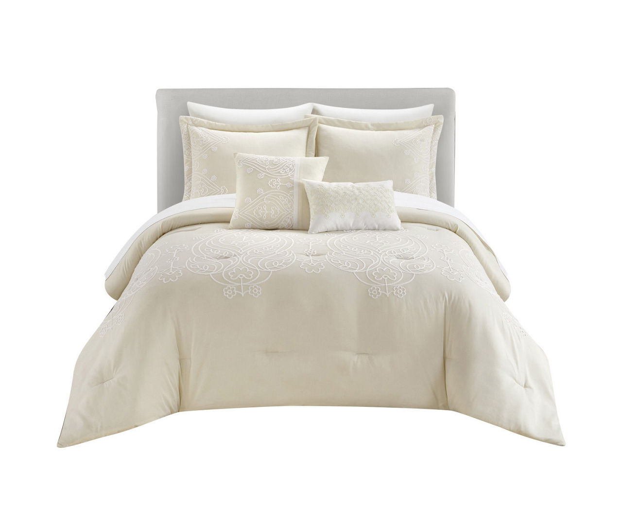 Madison Home Gigi Beige Embroidered Scrollwork Queen 5-Pc. Comforter ...