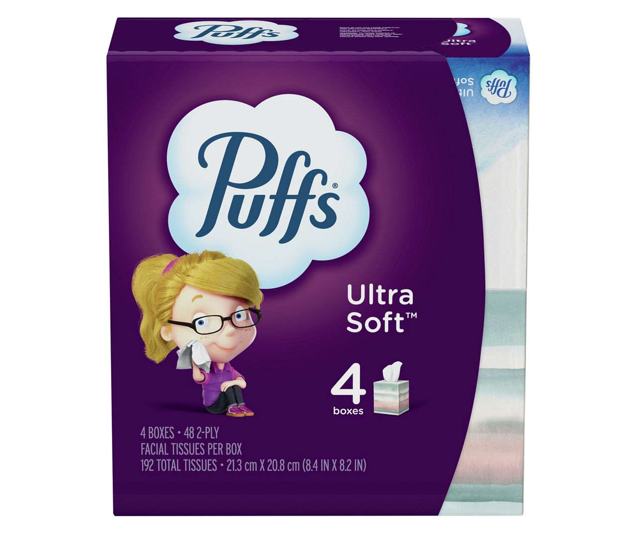 Puffs Ultra Soft Non-Lotion Facial Tissue, 4 Cubes, 48 Facial Tissues ...
