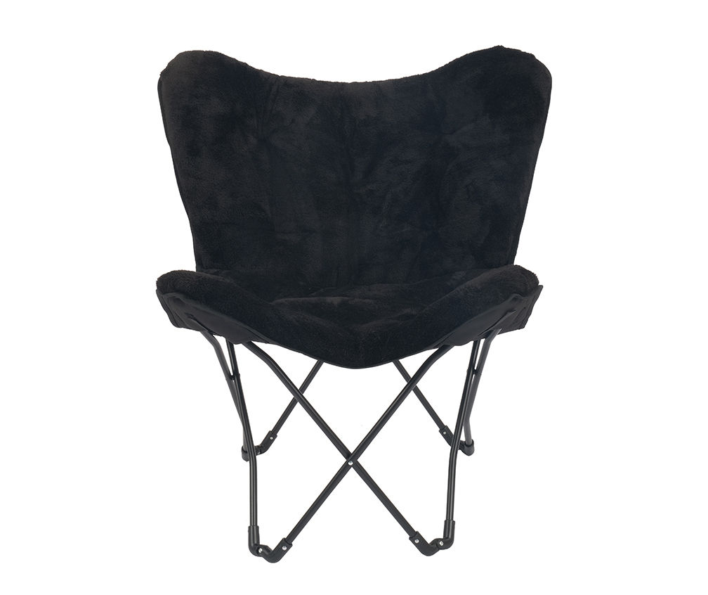 Real Living Black Faux Fur Folding Butterfly Chair | Big Lots