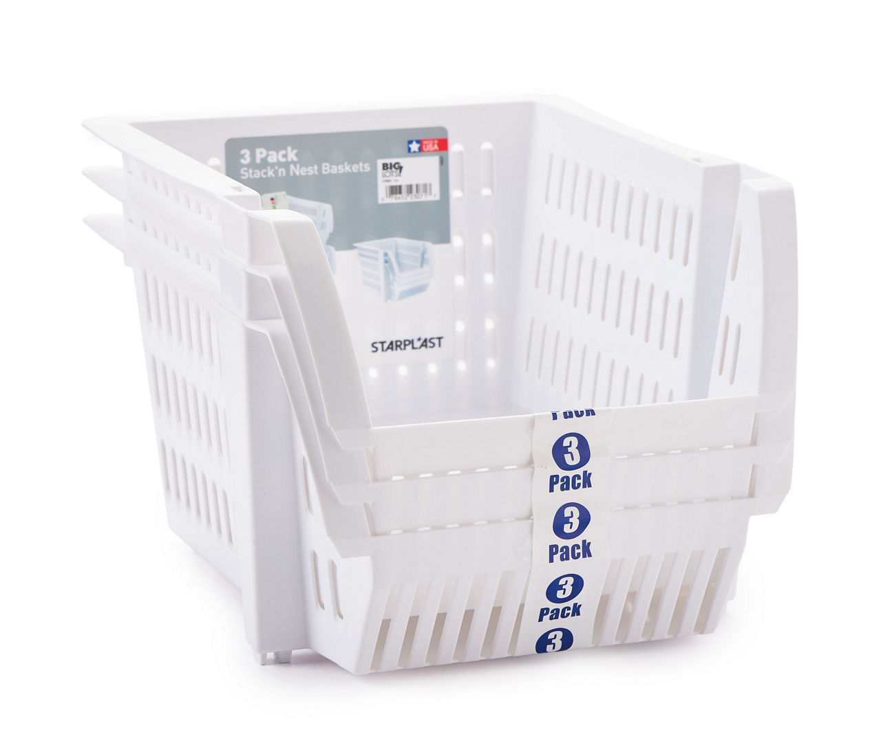 Starplast White Small Stacking Storage Bins, 3-Pack | Big Lots