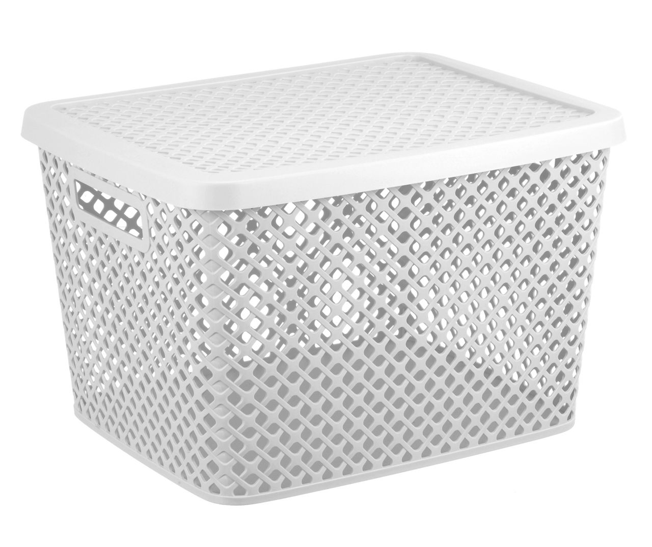 Starplast White Deco Lattice Storage Basket With Lid | Big Lots