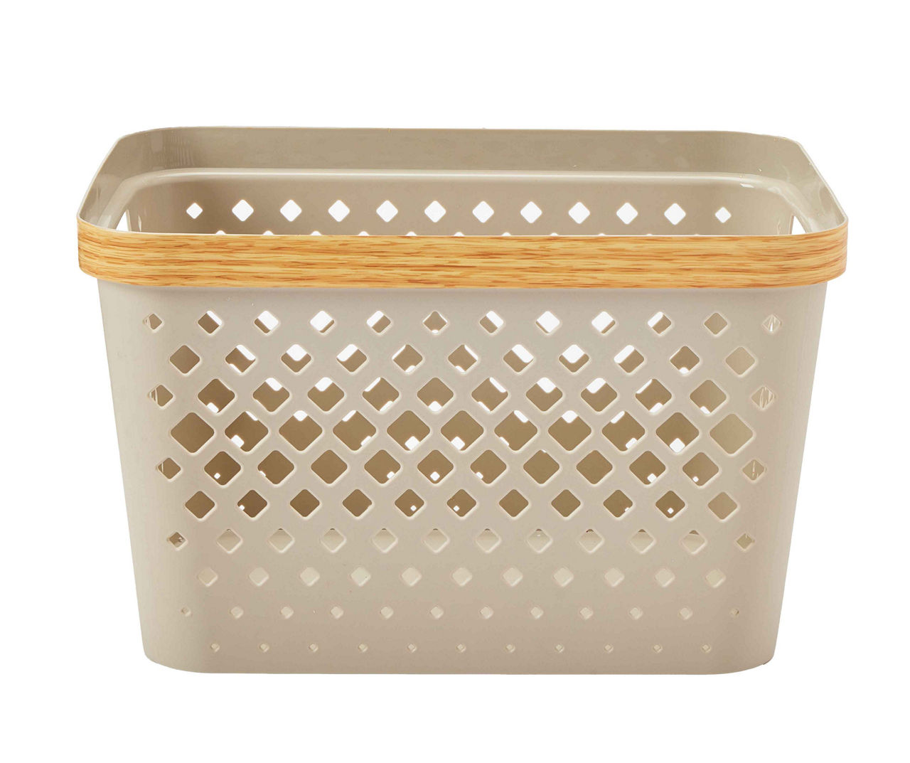 Dial Dove Gray Diamond-Cutout Wood-Look Trim Storage Basket | Big Lots