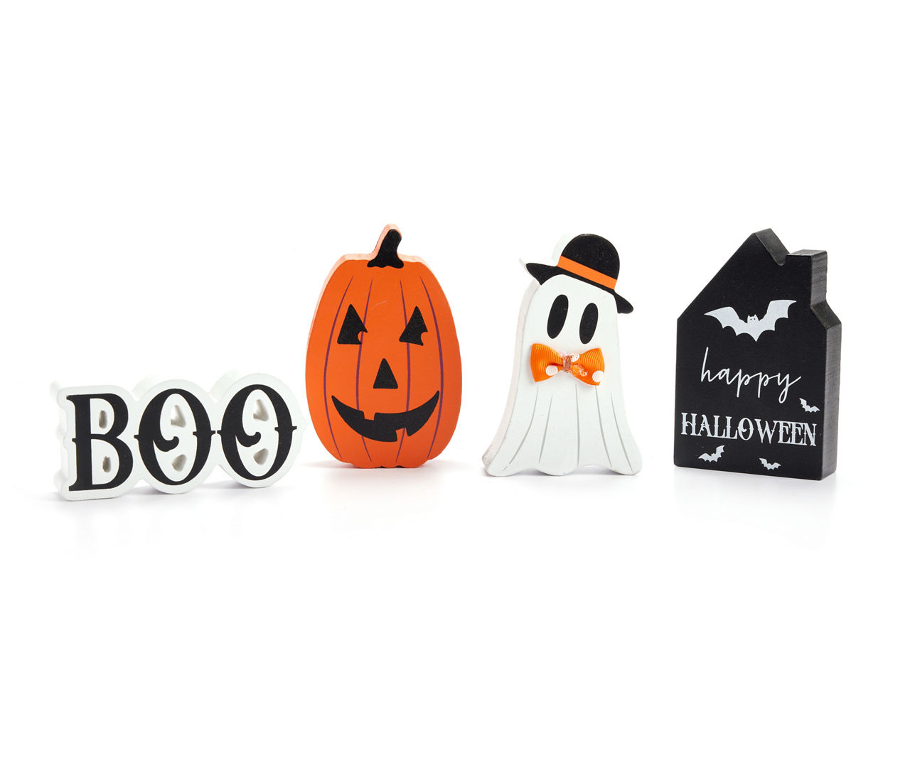 Pumpkin, Ghost & Haunted House 4-Piece Wood Block Decor Set | Big Lots