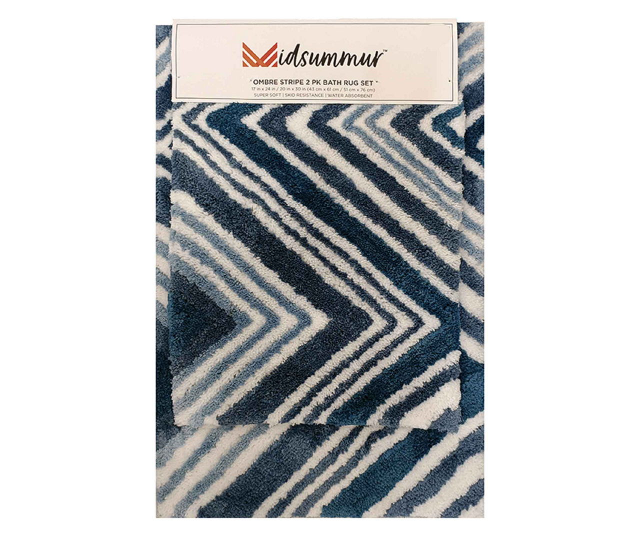 Blue Ombre Zigzag 2-Piece Bath Rug Set | Big Lots
