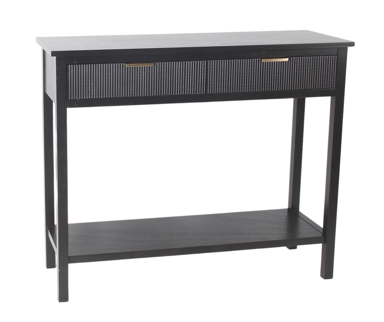 Black Ribbed 2-Drawer Console Table | Big Lots