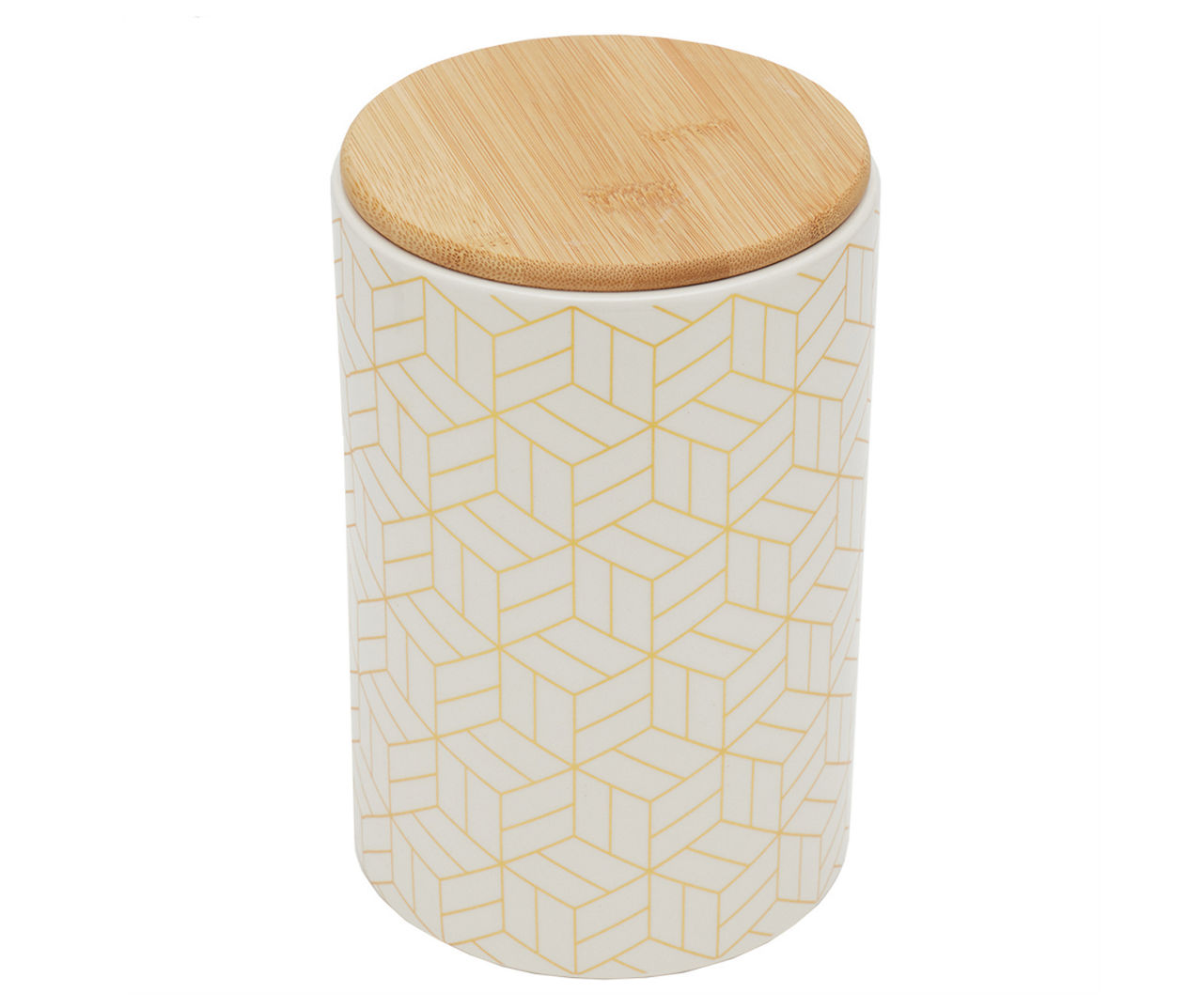 Home Basics White & Gold Geometric Lattice Large Ceramic Lidded ...