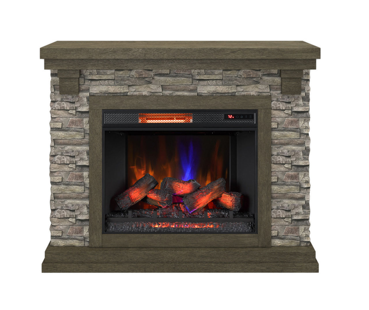 Broyhill 50" Rustic Faux Stone Mantel Electric Fireplace | Big Lots