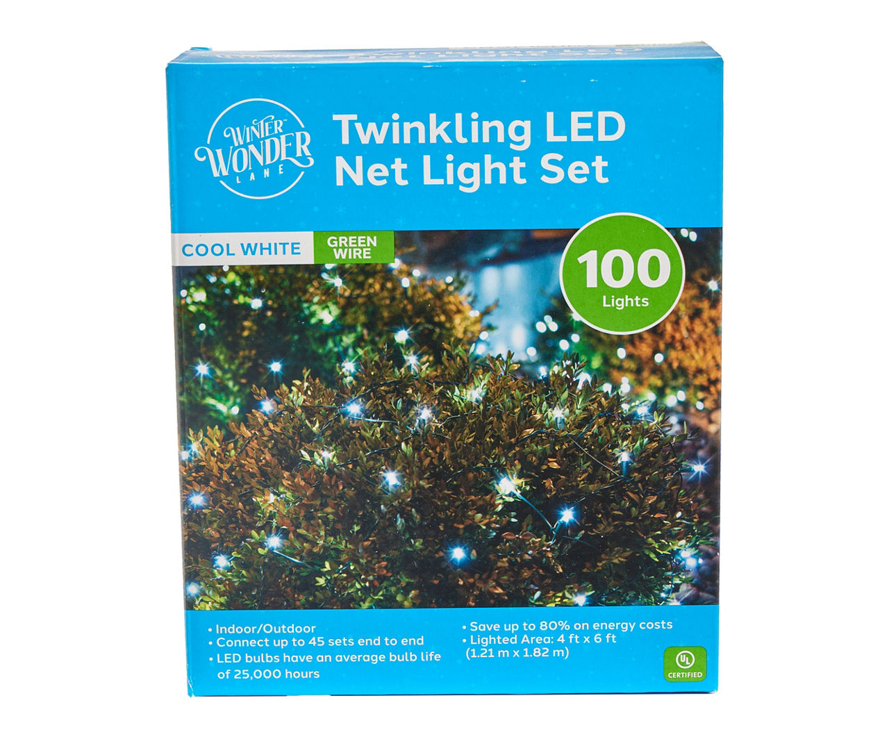 Winter Wonderland 4' x 6' Cool White LED Twinkling Dome Net Light Set ...