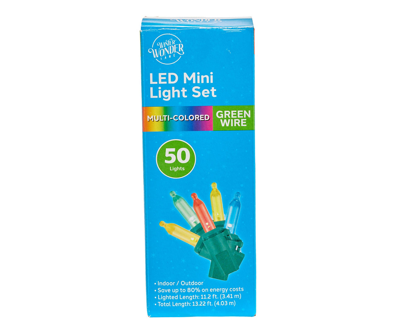 Winter Wonderland Multi-Color LED Mini Light Set with Green Wire, 50 ...