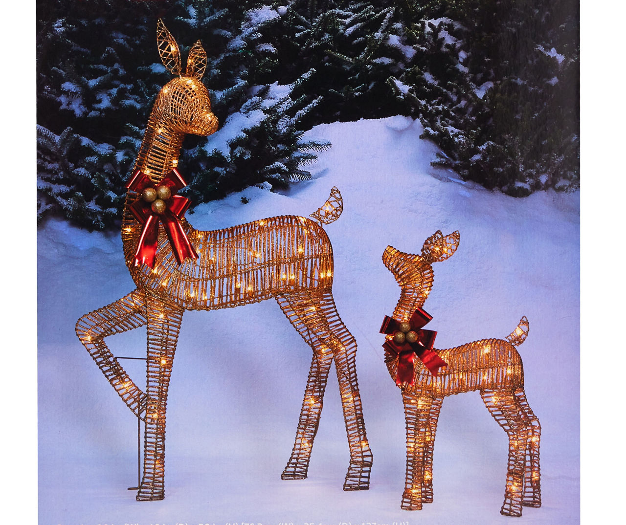 Winter Wonder Lane Rattan Doe & Fawn 2-Piece Light-Up Art Set | Big Lots