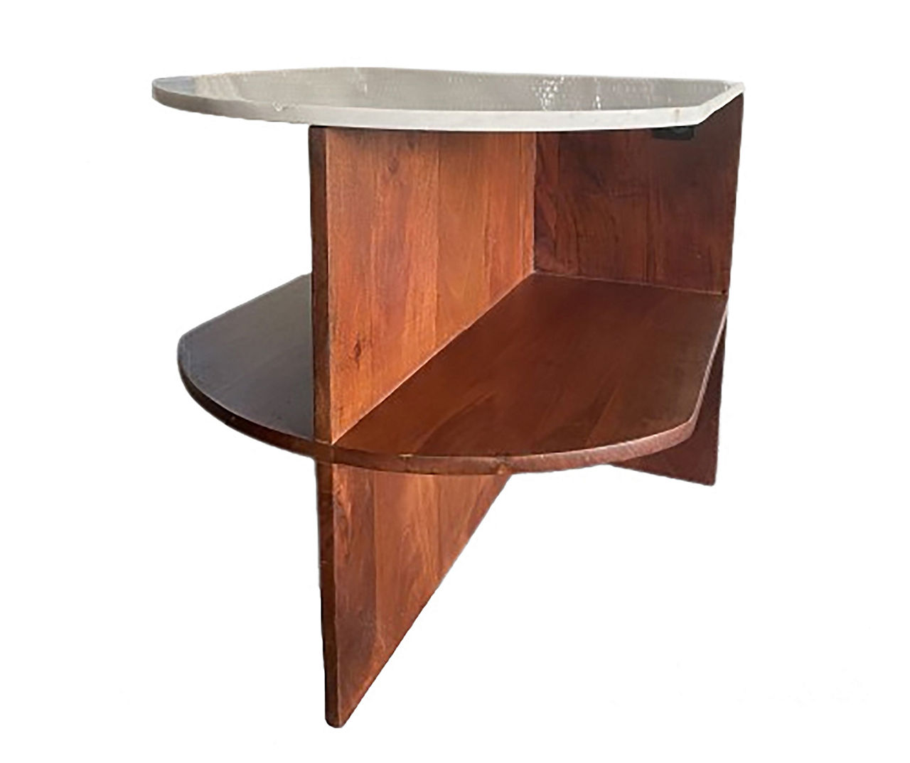 Marble & Wood Half-Round Side Table | Big Lots