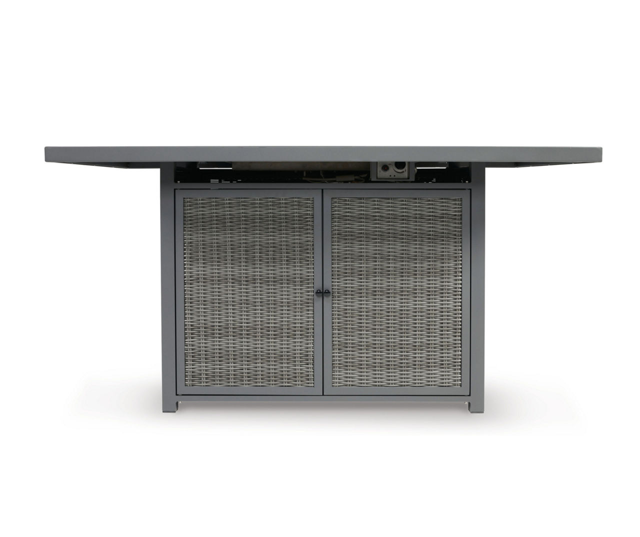 Signature Design By Ashley 72" Palazzo Wicker Gas Fire Pit Bar Table ...