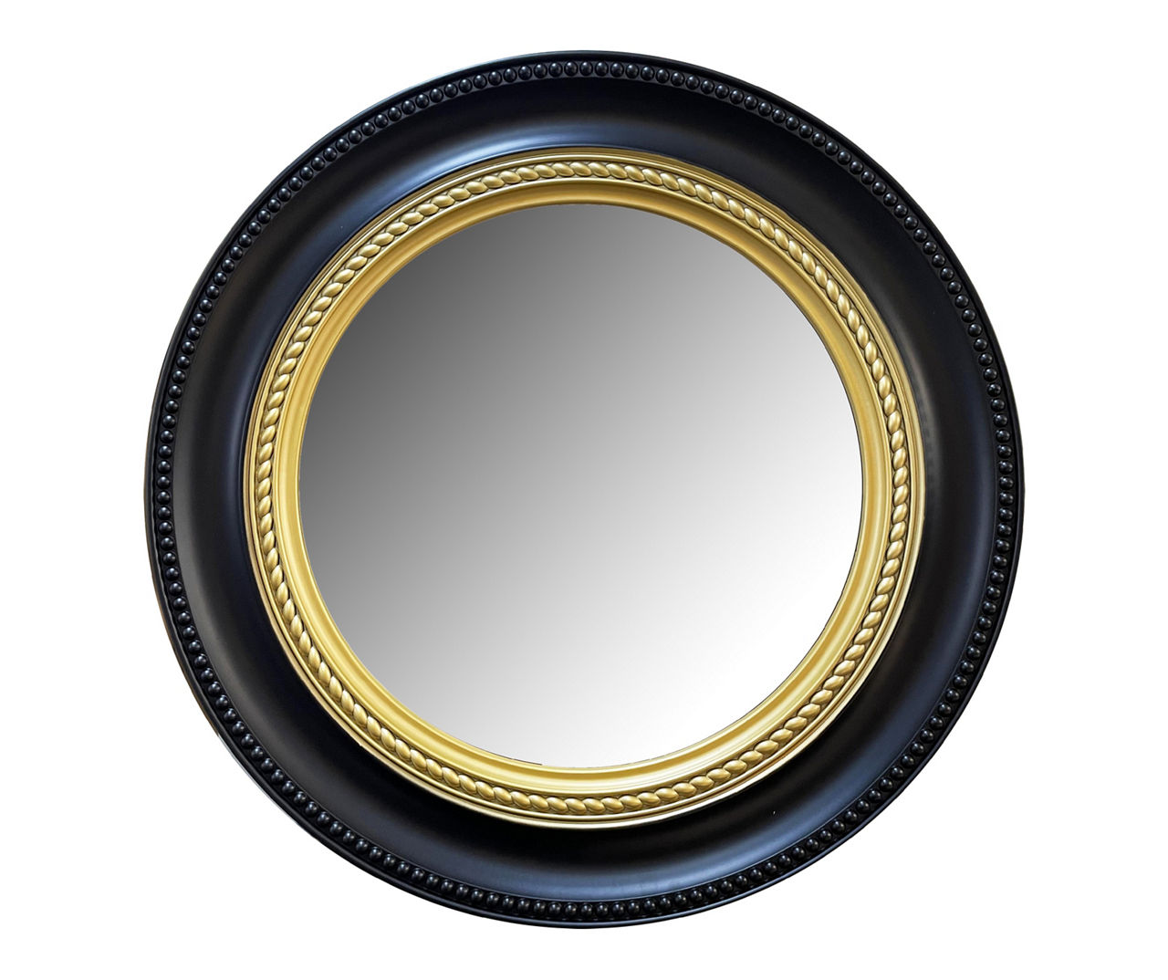 Black & Gold Woven Round Framed Wall Mirror, (23") | Big Lots