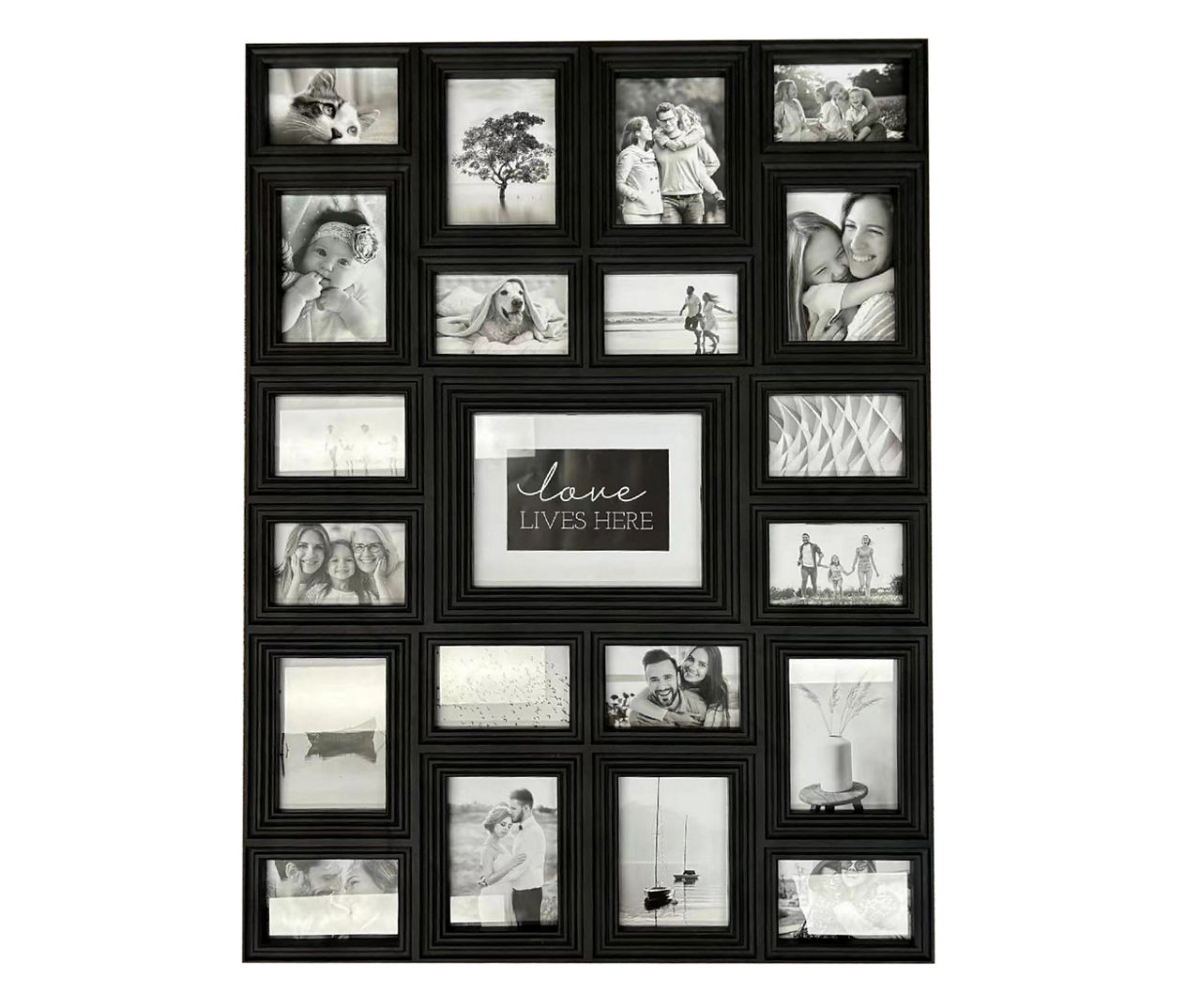 "Love Lives Here" Black 21-Opening Collage Photo Frame | Big Lots