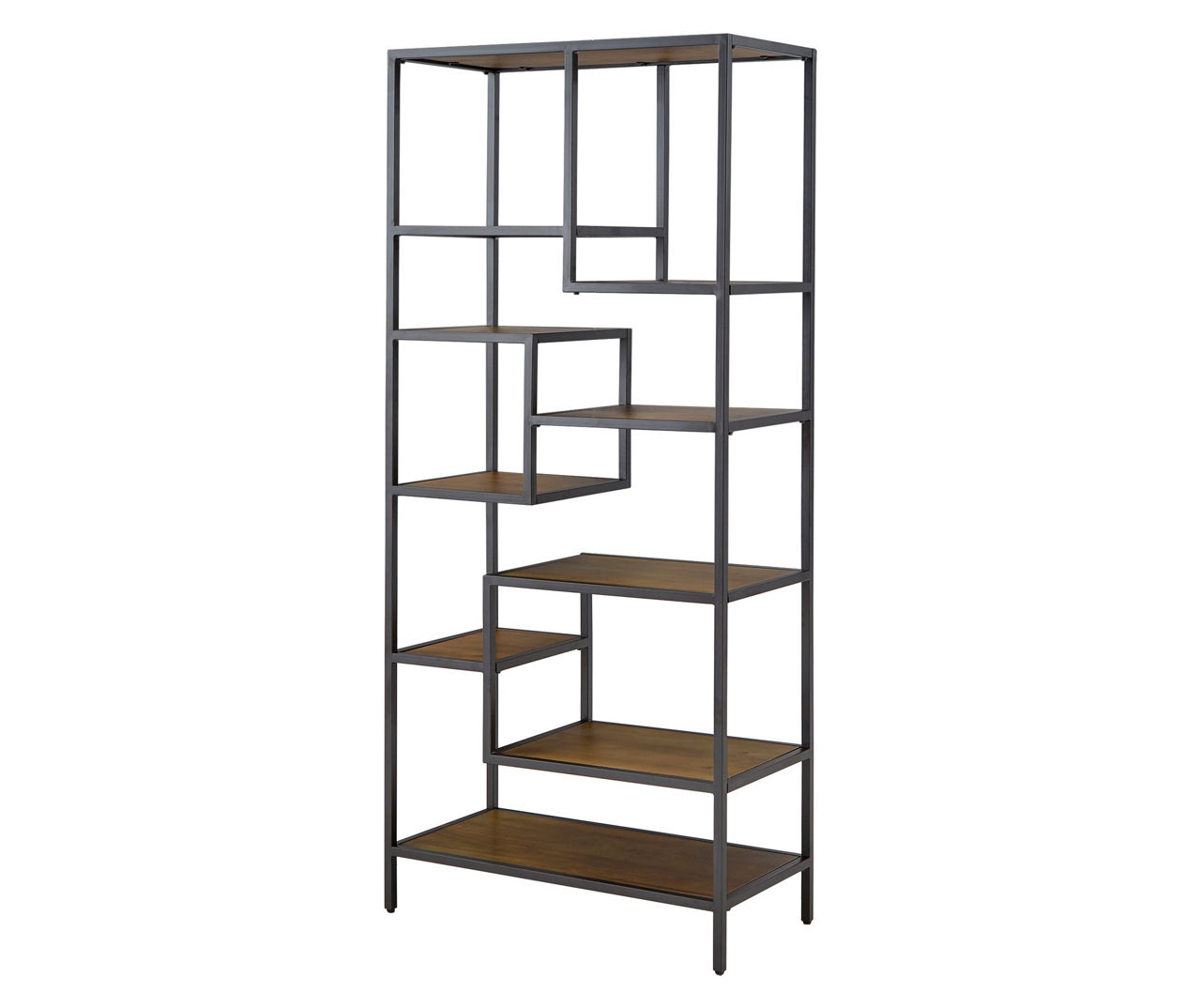 Cherry Asymmetrical 9-Shelf Bookcase | Big Lots