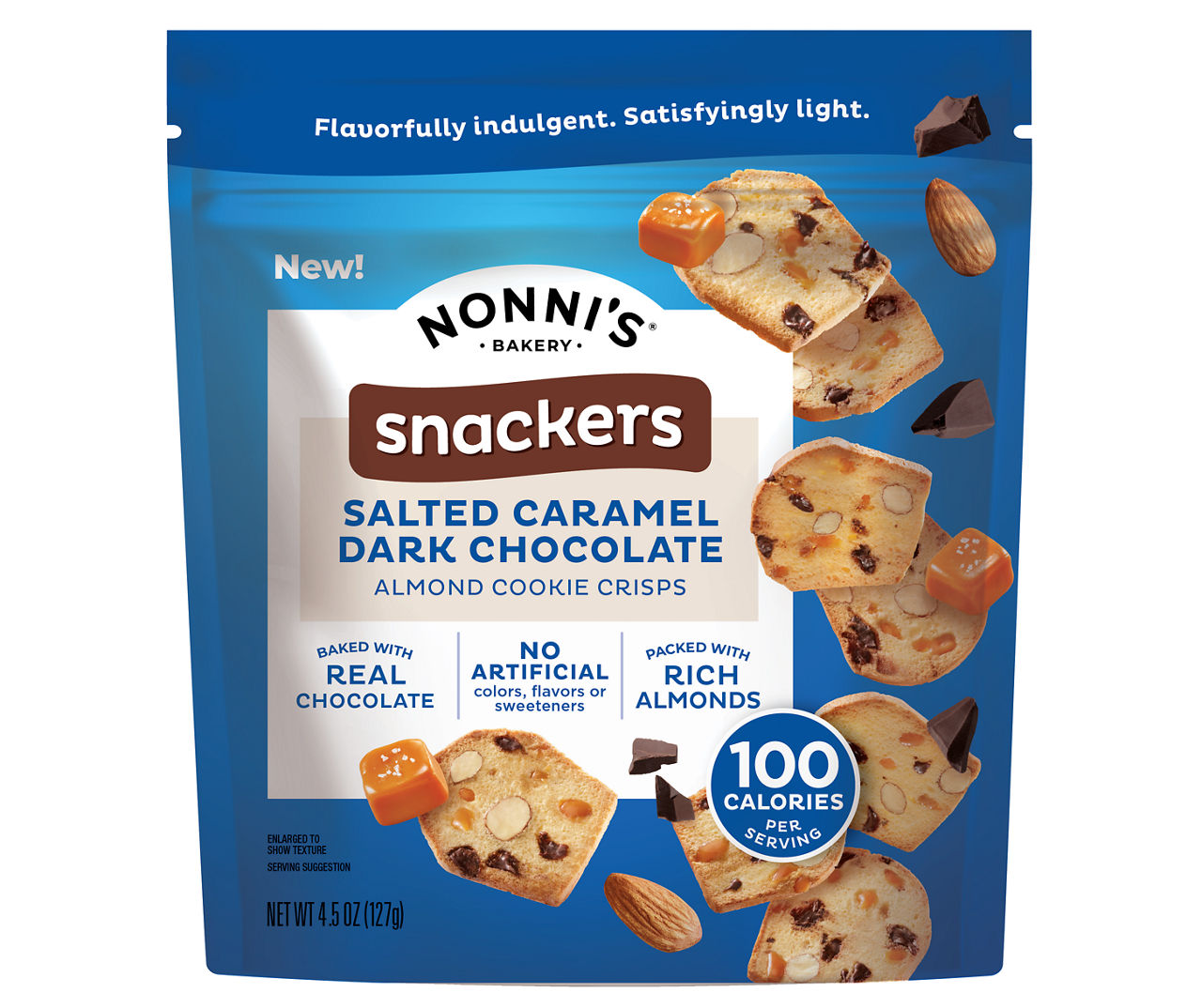 Nonni's Snackers Salted Caramel Dark Chocolate Almond Cookie Crisps, 4. ...