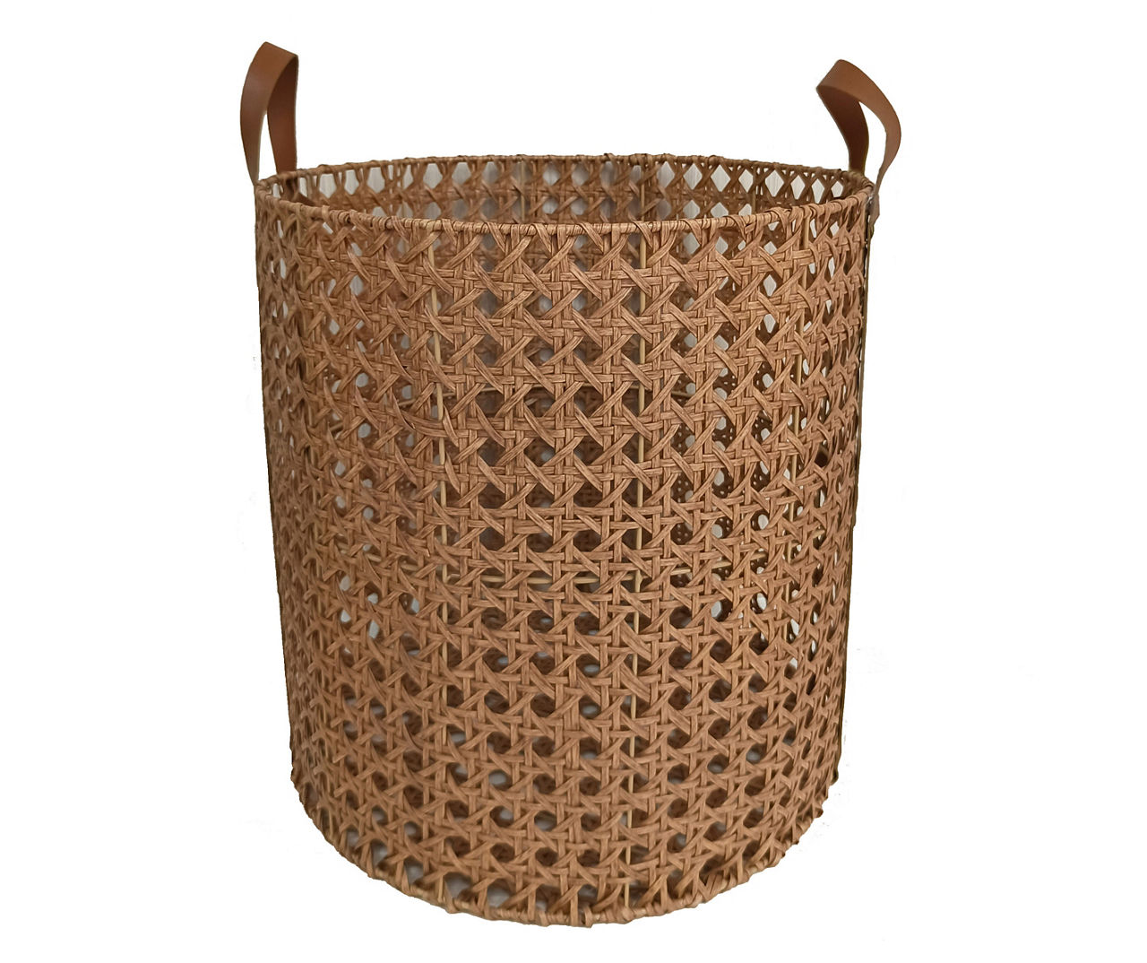 Trademark Brown X-Large Round Lattice-Weave Rattan Hamper | Big Lots