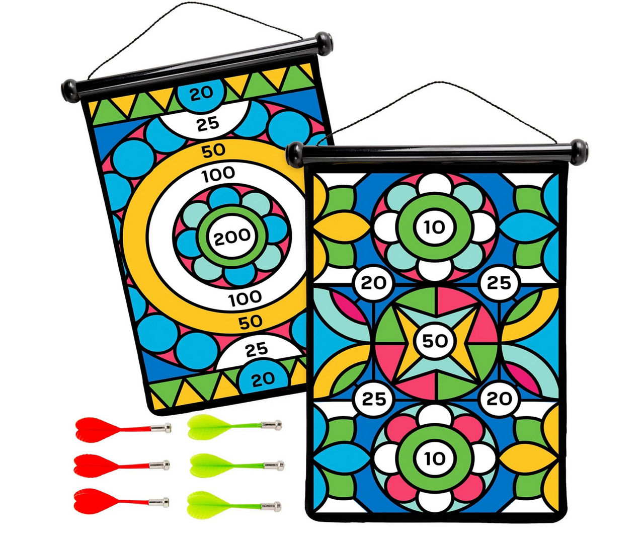 Hearthsong Stained Glass Double-Sided Magnetic Canvas Target Darts Game ...