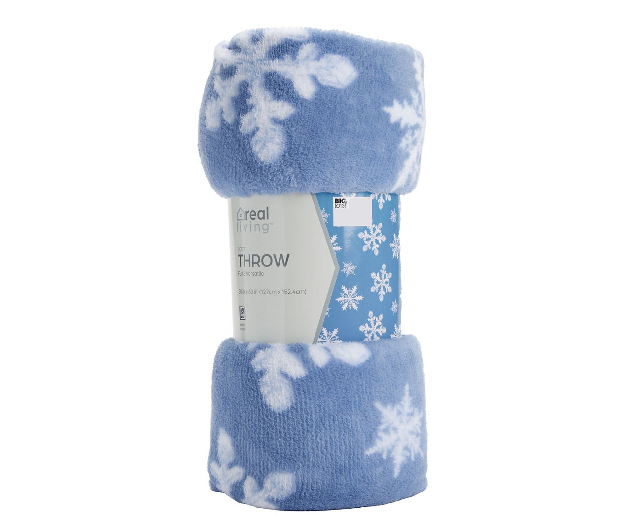 Real Living Blue Snowflakes Holiday Fleece Throw, (50" x 60") | Big Lots