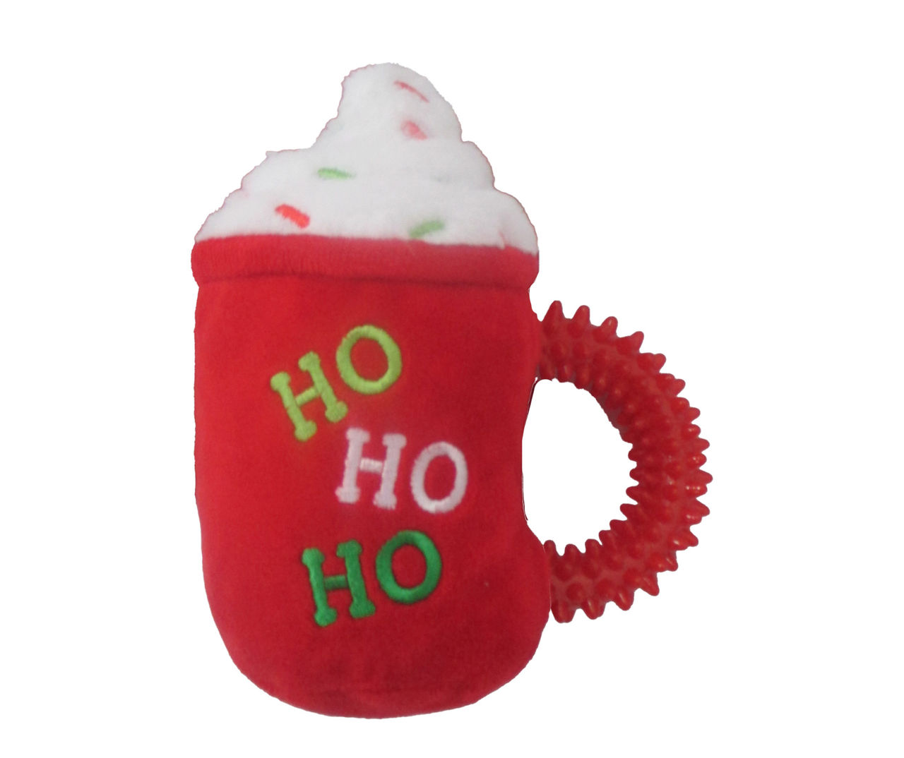 Toy Time "Ho Ho Ho" Red Mug Plush Dog Toy with Spike Ring | Big Lots