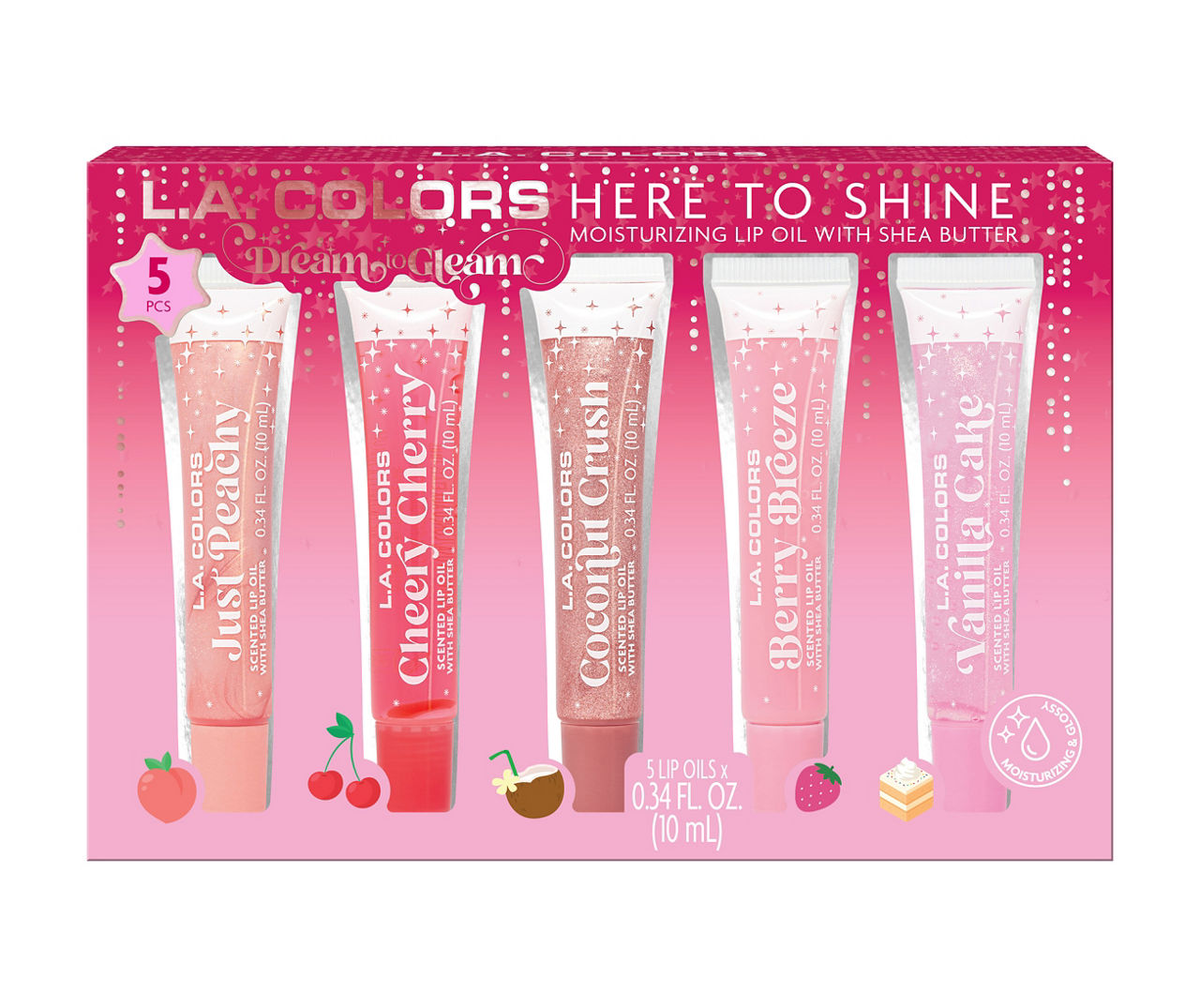 L.A. Colors Dream to Gleam 5-Piece Here to Shine Lip Oil Set | Big Lots