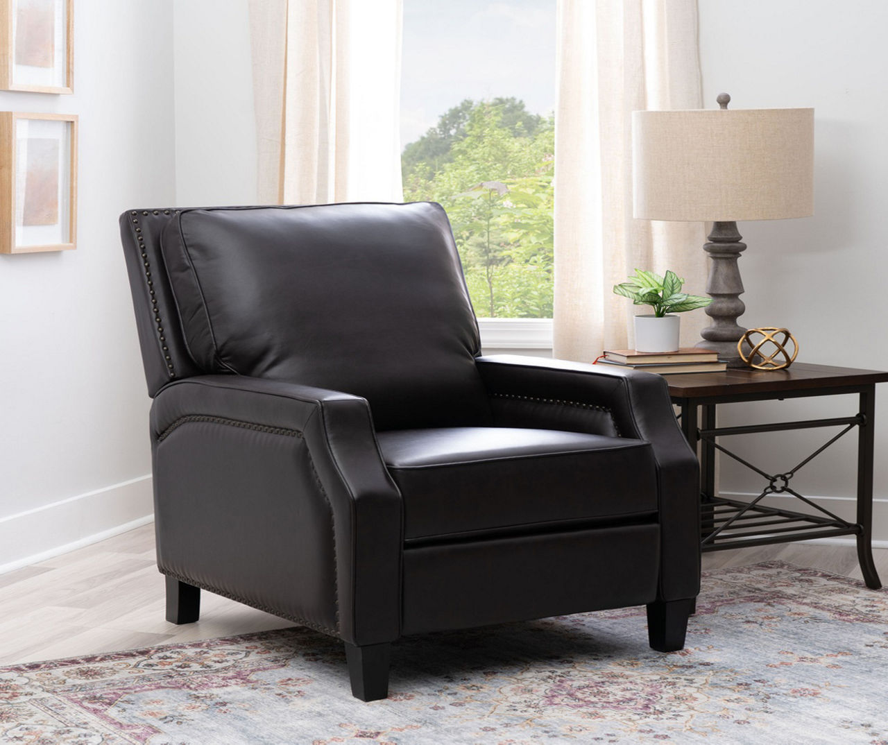 Portico Chocolate Faux Leather Push Back Recliner