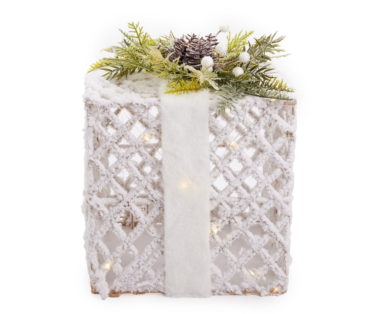 Winter Wonder Lane 10" Snowy Woven Gift Box LED Decor | Big Lots