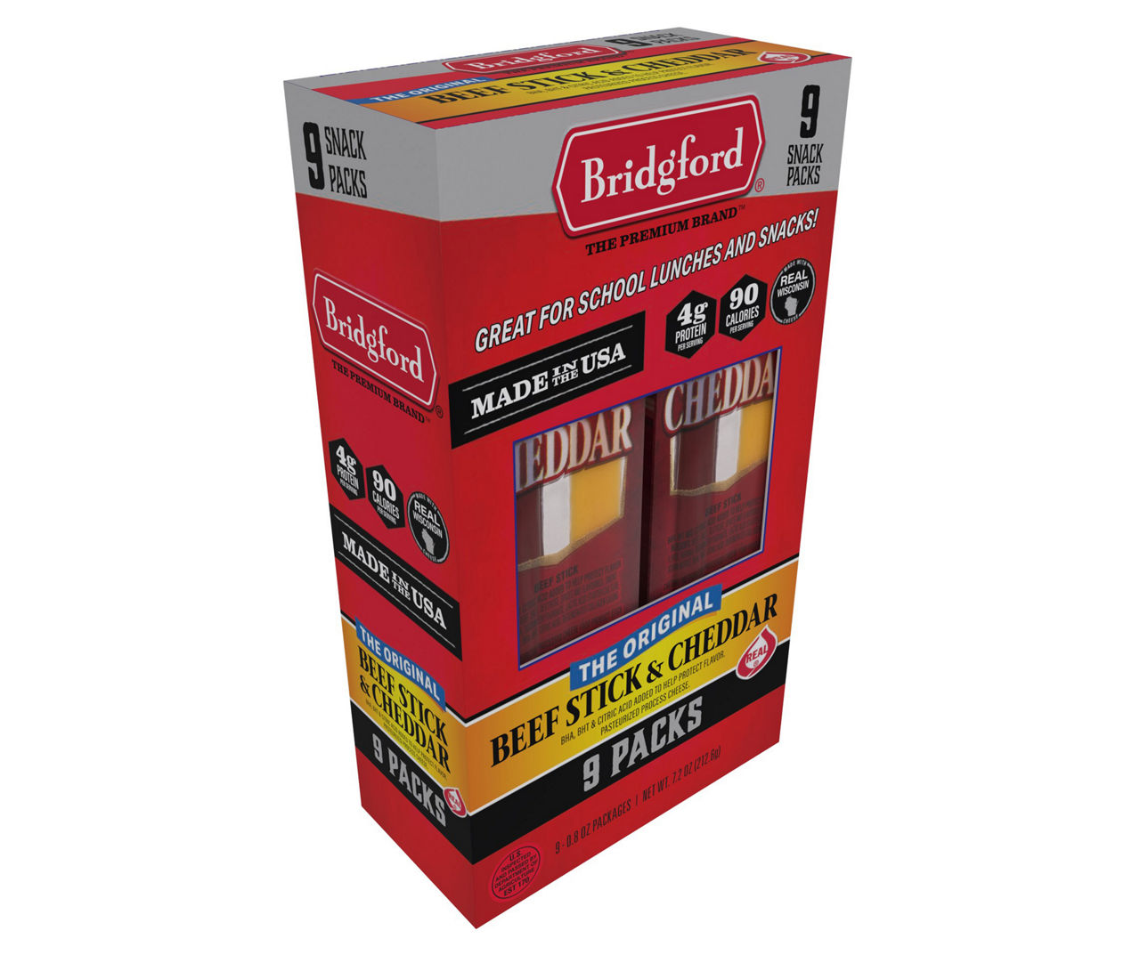 Bridgford Beef Stick & Cheddar Snack Packs, 9-Count | Big Lots