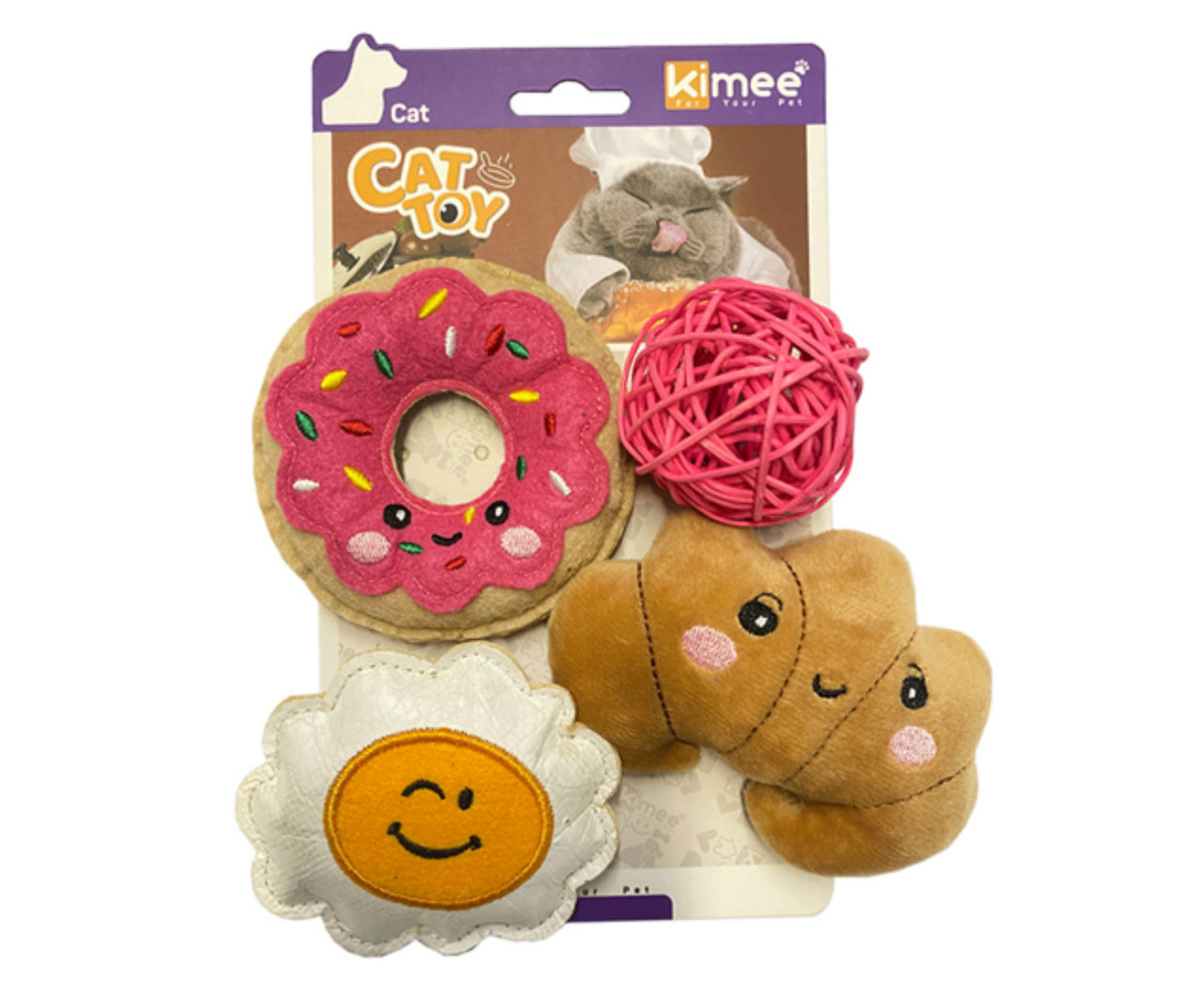 Donut & Croissant 4-Piece Plush Cat Toy Set | Big Lots