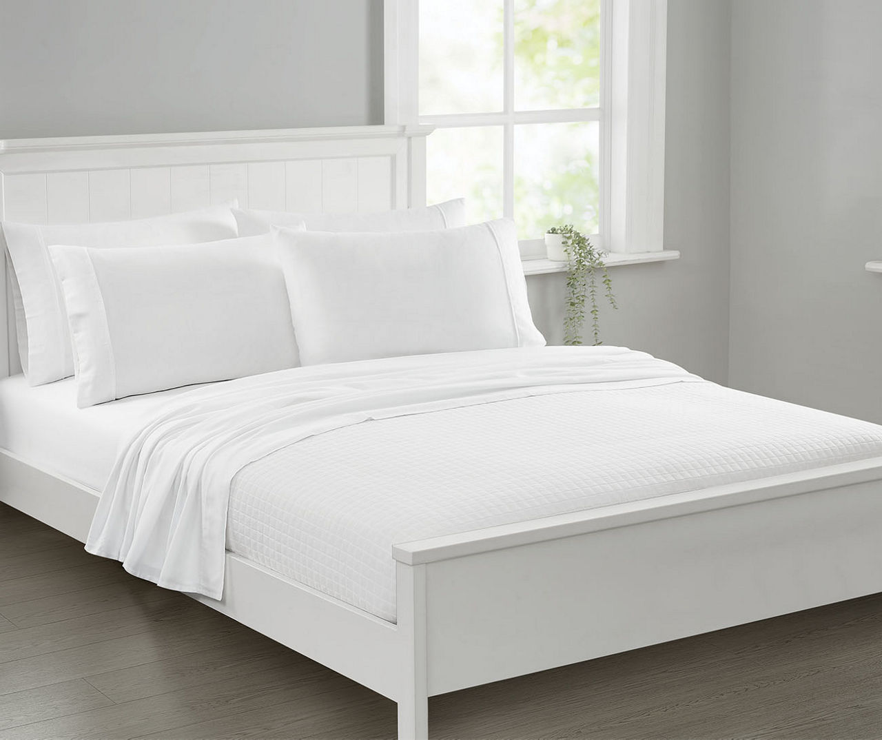 Whisper by Therapedic Bright White Cotton Sateen King 6-Pc. Sheet Set ...