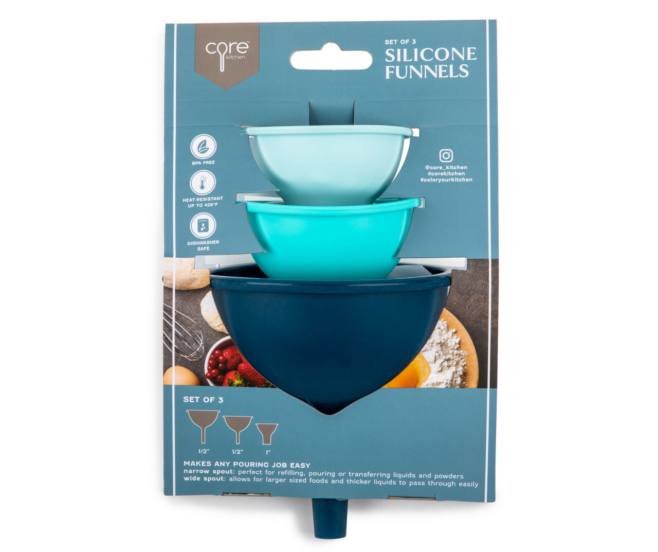 Blue Silicone Funnels, 3-Pack | Big Lots