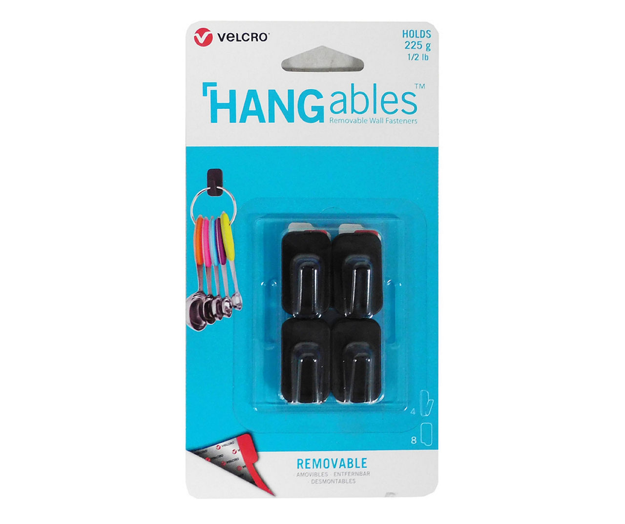 Velcro Hangables Black 1/2 lb. Removable Wall Fasteners, 4-Pack | Big Lots
