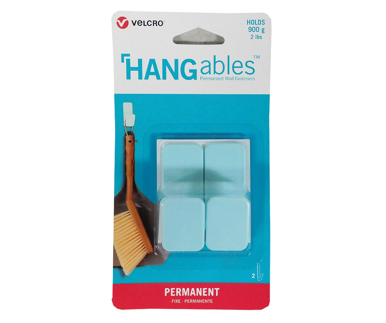 Velcro Hangables Aqua 2 lb. Permanent Wall Fasteners, 2-Pack | Big Lots