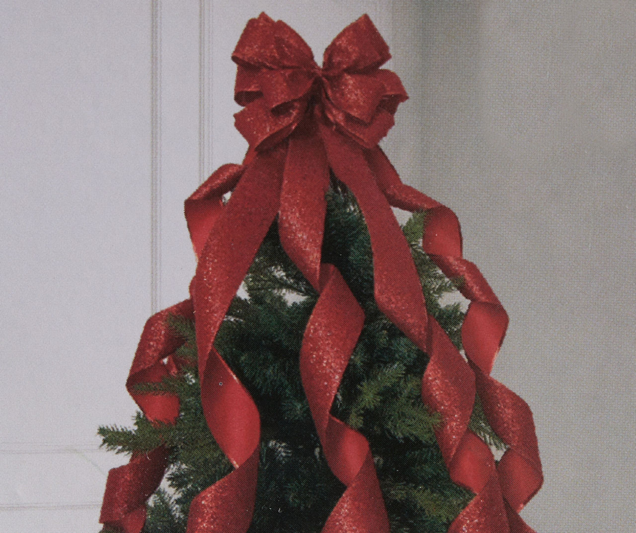 Red Mesh Glitter Bow Tree Topper | Big Lots