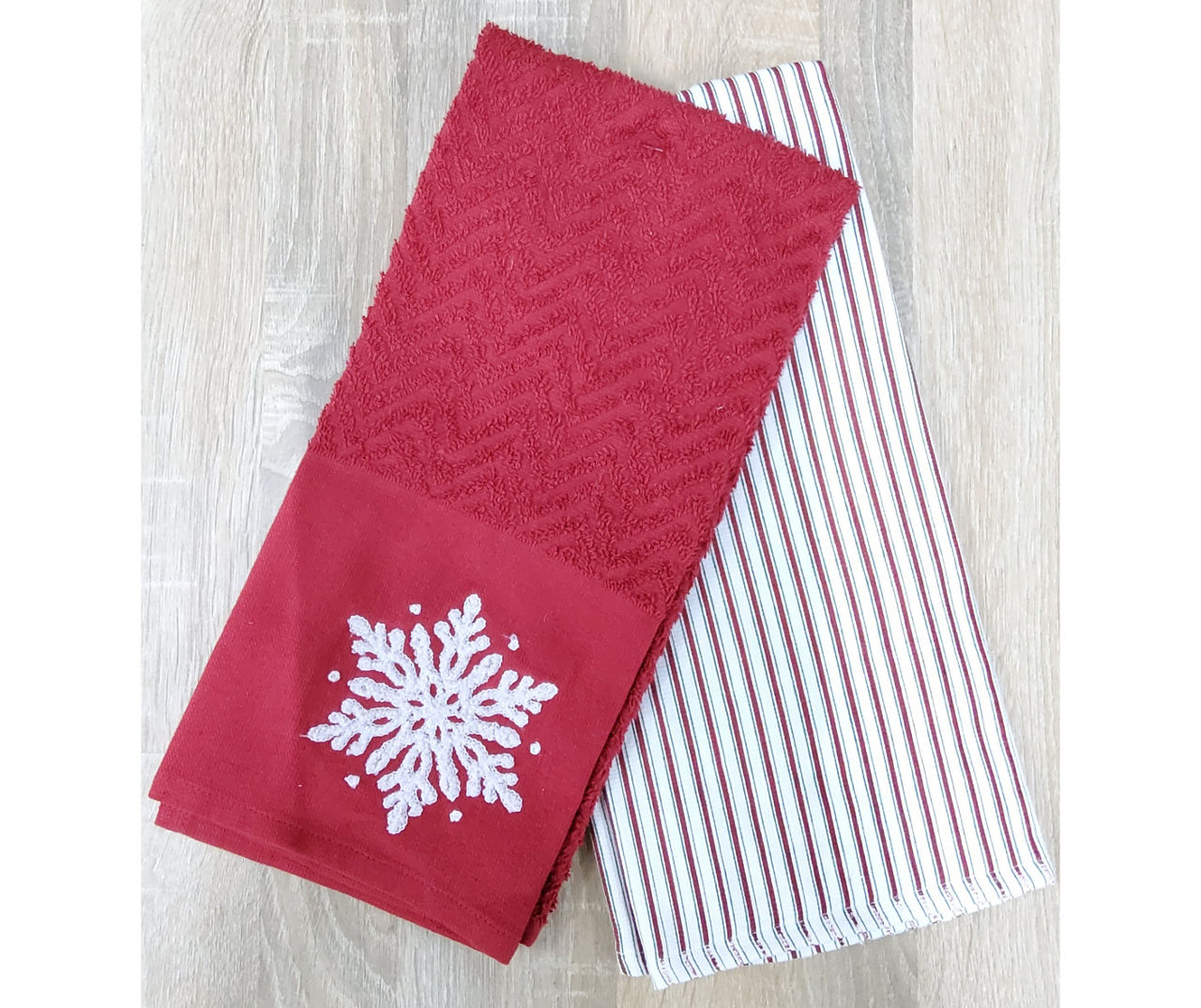 Santa's Workshop Snowflake & Stripe Kitchen Towels, 2-Pack | Big Lots