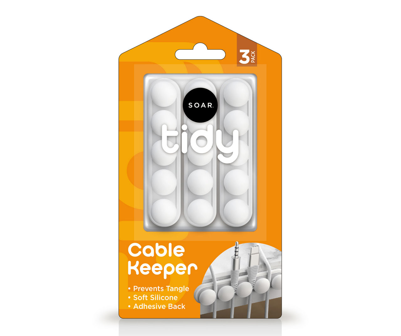 Soar Tidy White Cable Keepers, 3-Pack | Big Lots