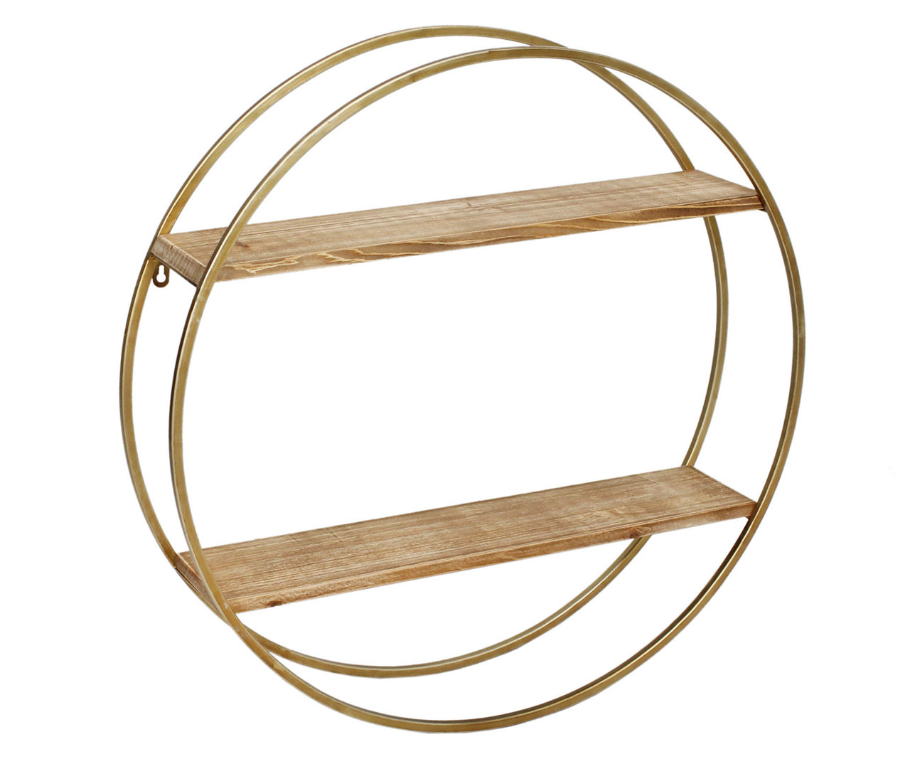 Gold Wood & Metal 2-Tier Circle Wall Shelf | Big Lots