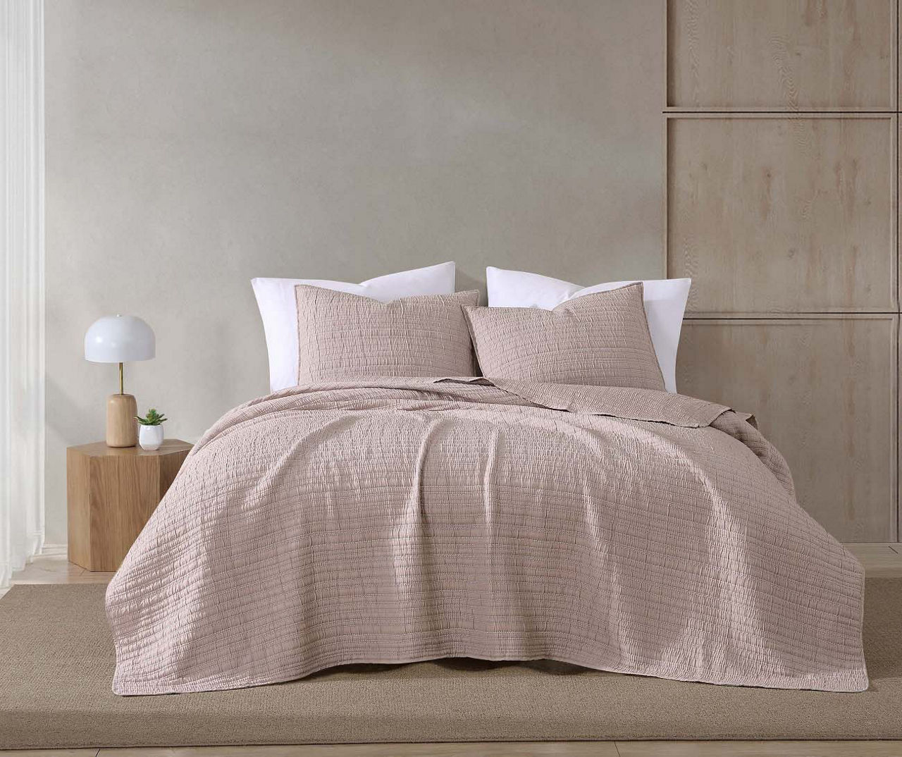 Dash Clay & Ivory Textured Stripe Queen 3-Pc. Quilt Set | Big Lots